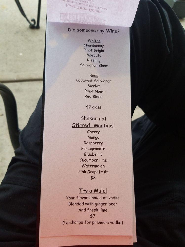 Menu at East Troy House Restaurant-Bar, East Troy, Division St