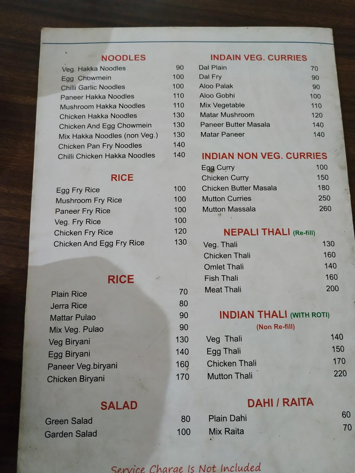 Menu at Everest Rooftop Cafe & Restaurant, New Delhi