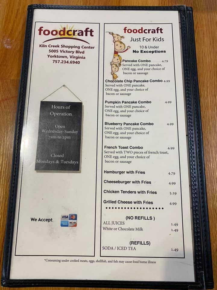 Menu at Food Craft restaurant, Newport News