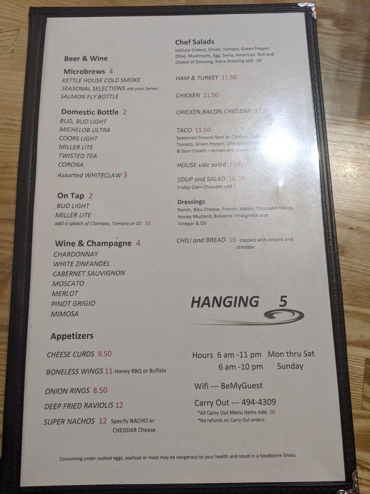 Menu at Hanging Five Restaurant, Butte