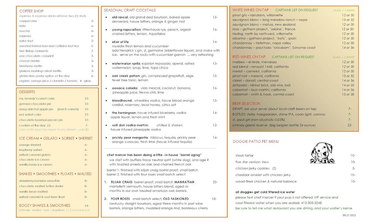 Menu at Rascal Modern American Diner & Bar, Sedona