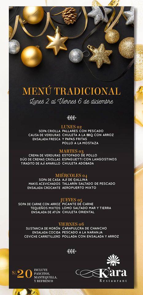Menu at Kara, Lima