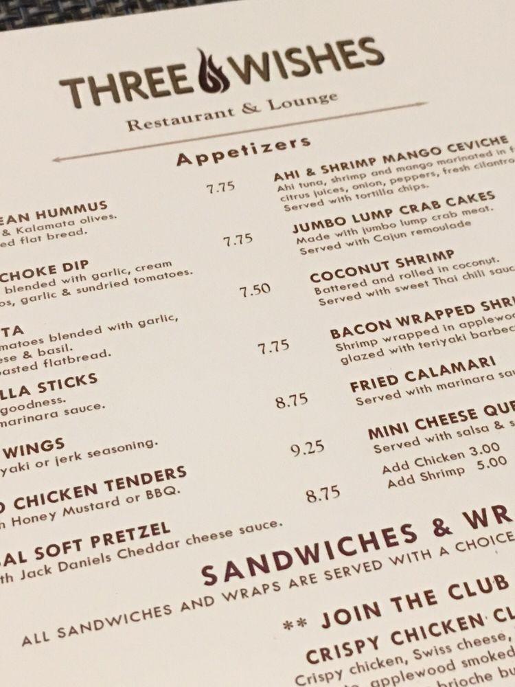 Menu at 3 Wishes Restaurant & Lounge, Cocoa Beach