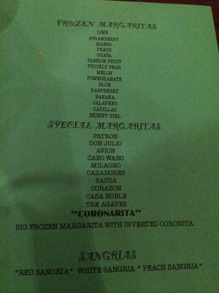 Menu at Agave restaurant, Danbury