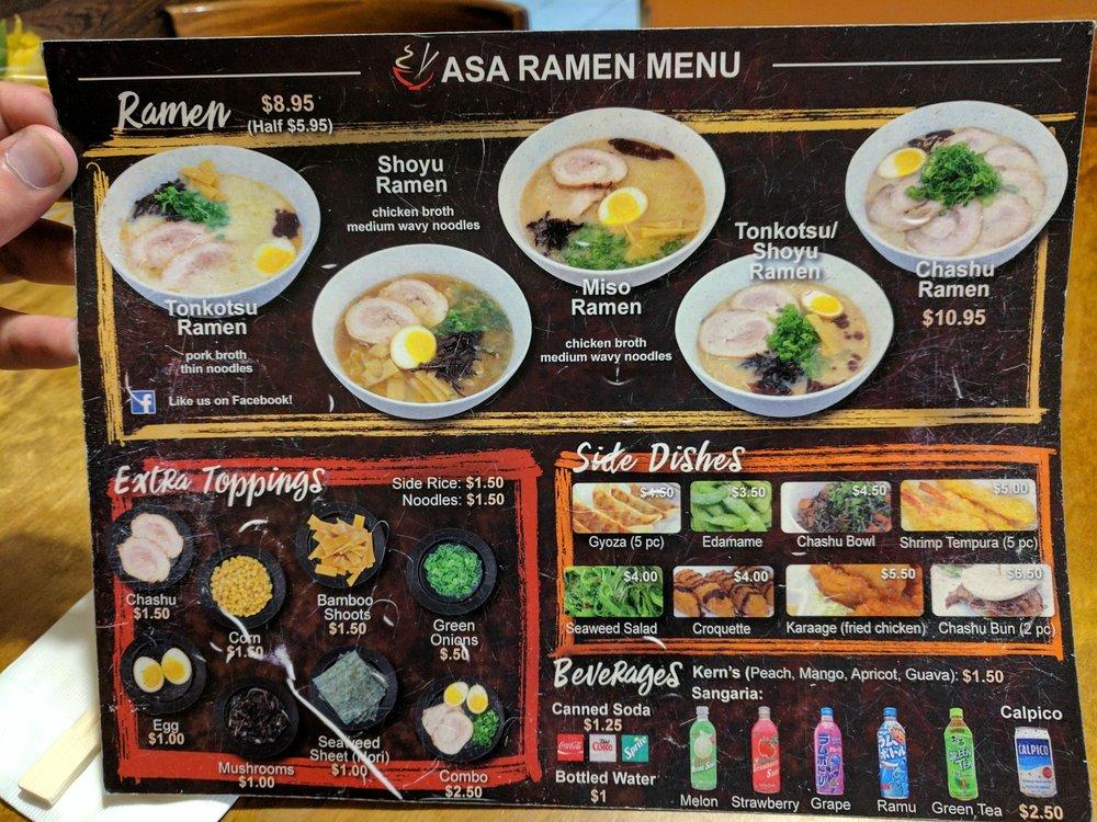 Carta del restaurante Asa Ramen, Orem