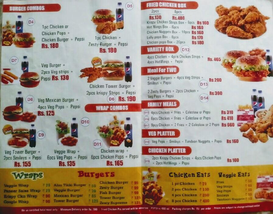Menu at Big Chick Fried Chicken, Madurai