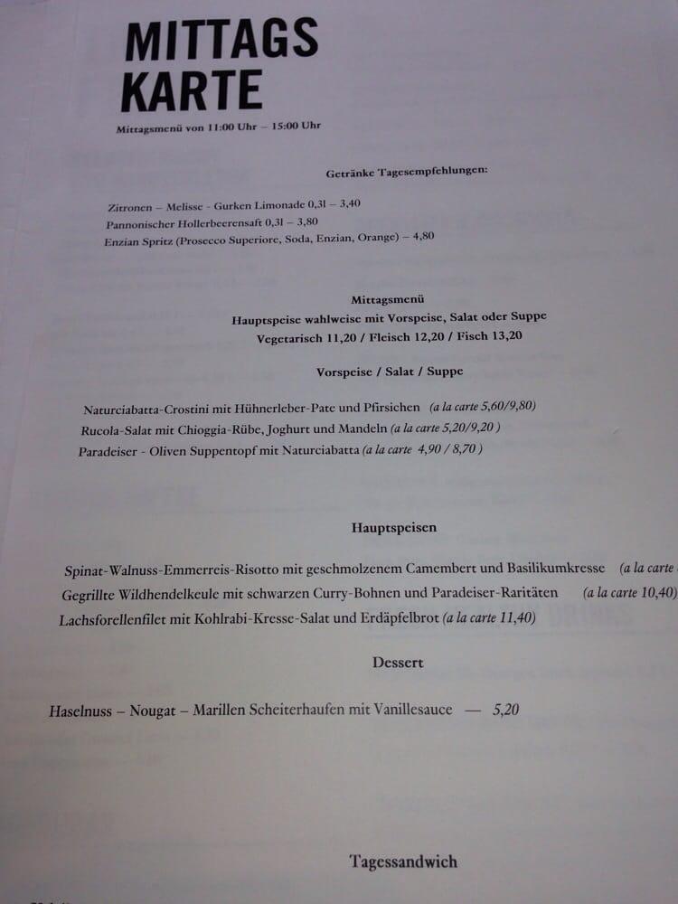 Menu at Joseph Brot cafe, Vienna, Landstraßer Hauptstraße 4