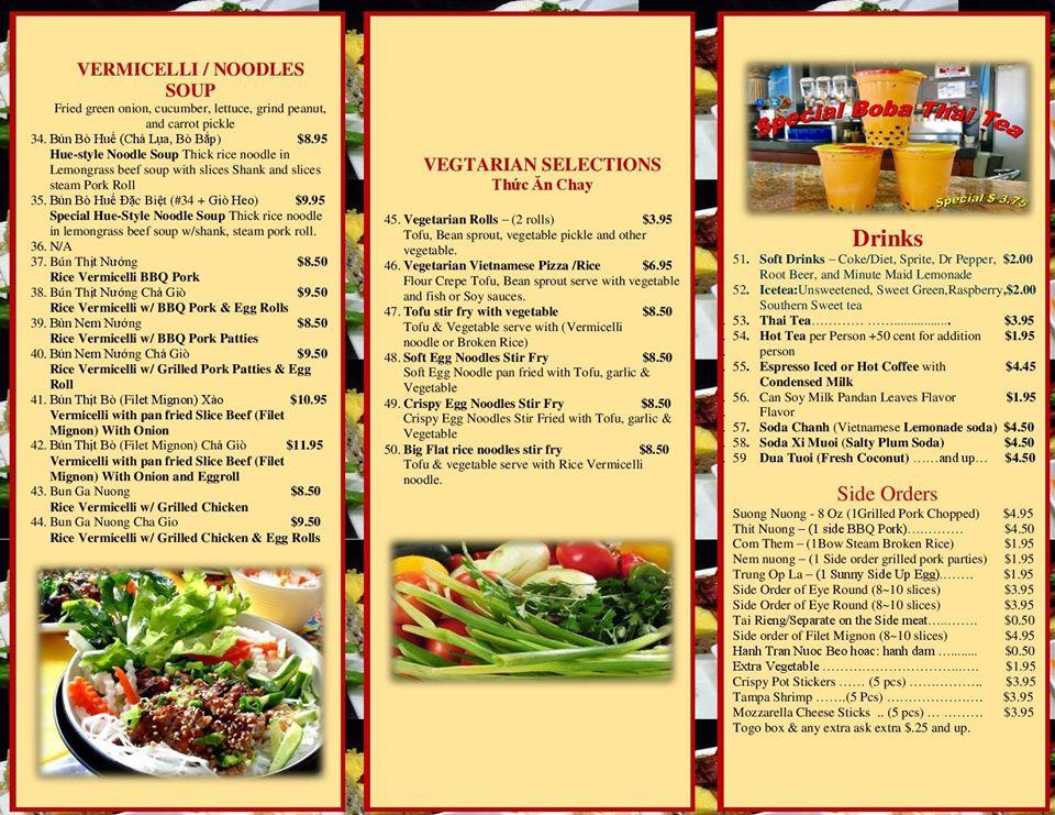 Menu at Pho Viet Nam 2 restaurant, Mesa, E Main St