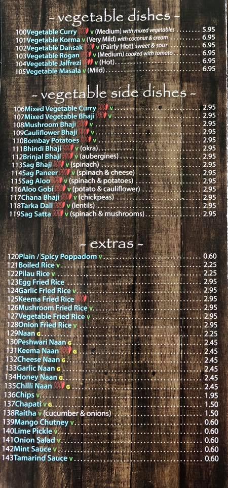 Menu at Saffron Indian Takeaway restaurant, Crediton