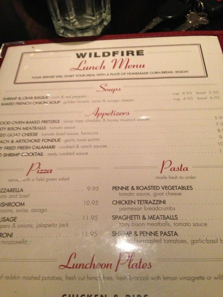 Menu at Wildfire pub & bar, Oak Brook, 232 Oakbrook Center