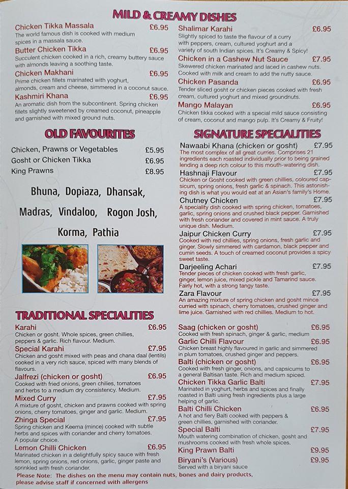 Menu at Cardamon Restaurant, Bingley