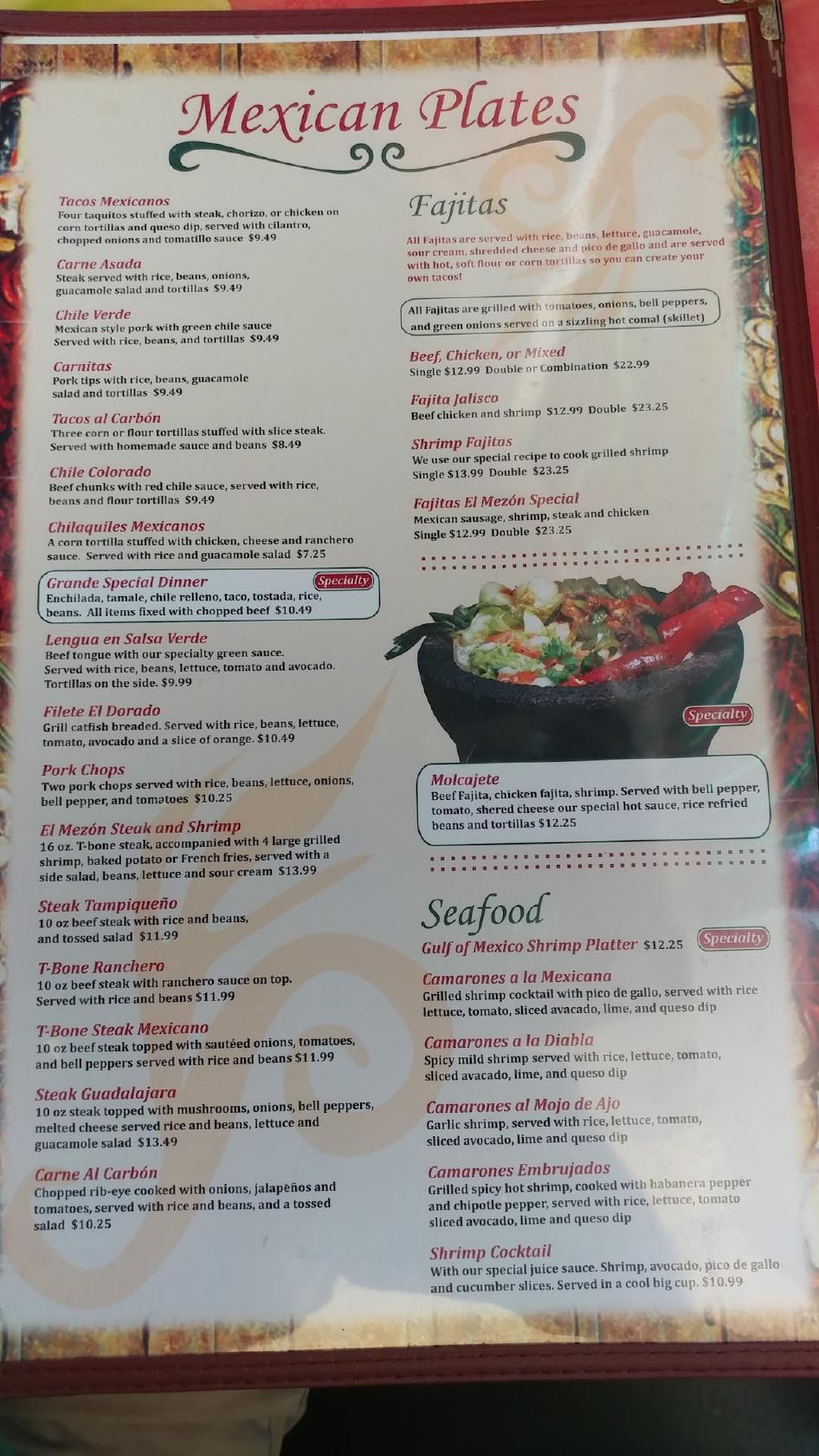 Menu at El Mezon - Mexican Restaurant, O'Fallon, 140 Salt Lick Rd