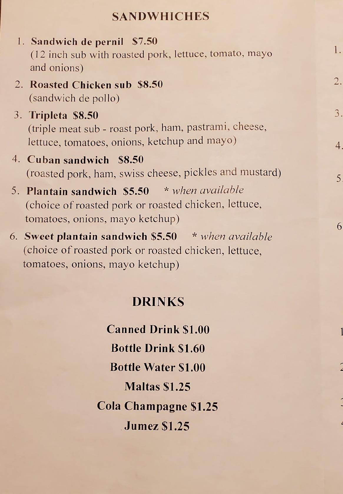 Menu at La Cocina Coqui restaurant, Erie