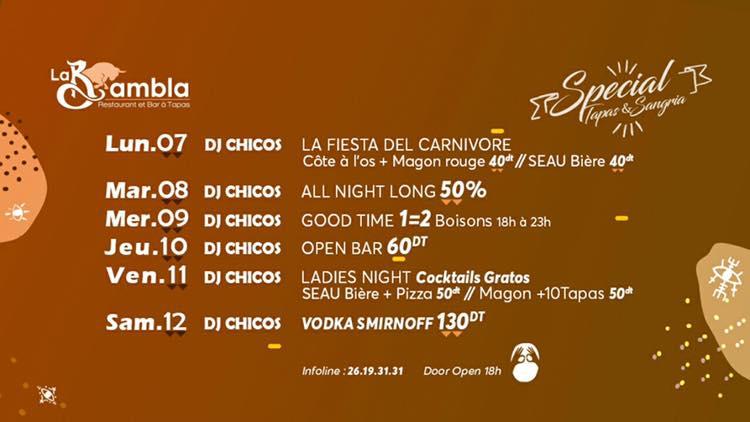 Menu au La Rambla Gammarth pub et bar, Gammarth