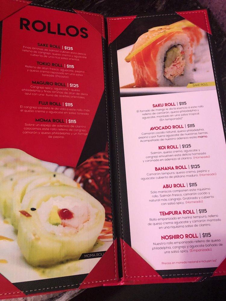 Menu at Moma sushi + pizza restaurant, Tijuana, Blvr. Lázaro Cárdenas