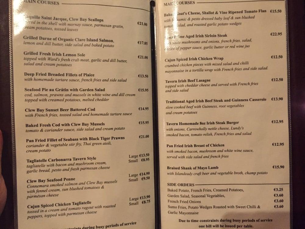 Menu at The Tavern Bar & Restaurant, Ireland, Murrisk
