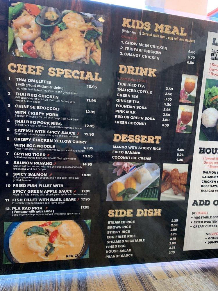 Menu at Wood Cafe Thai Cuisine, Fullerton
