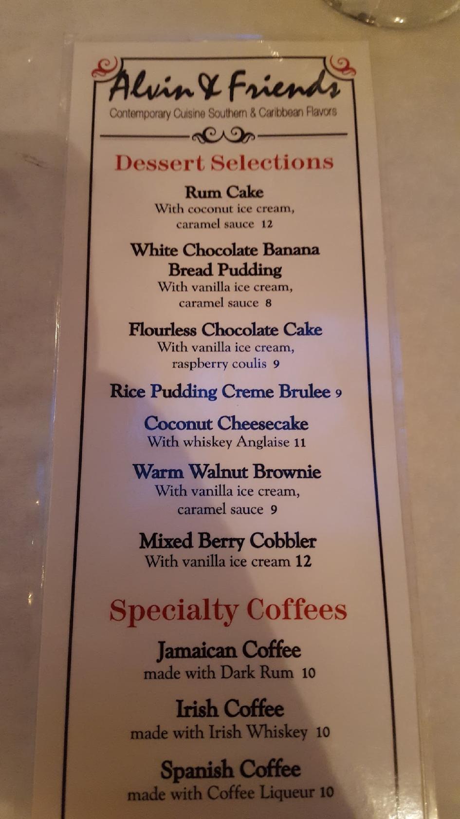 Menu at Alvin & Friends restaurant, New Rochelle