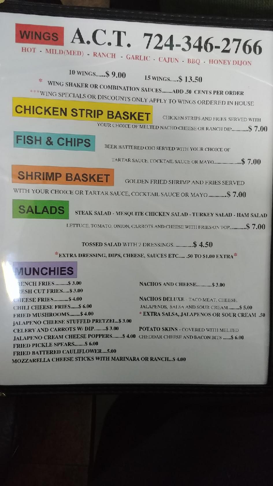 Menu at The Randy Bar, Sharon