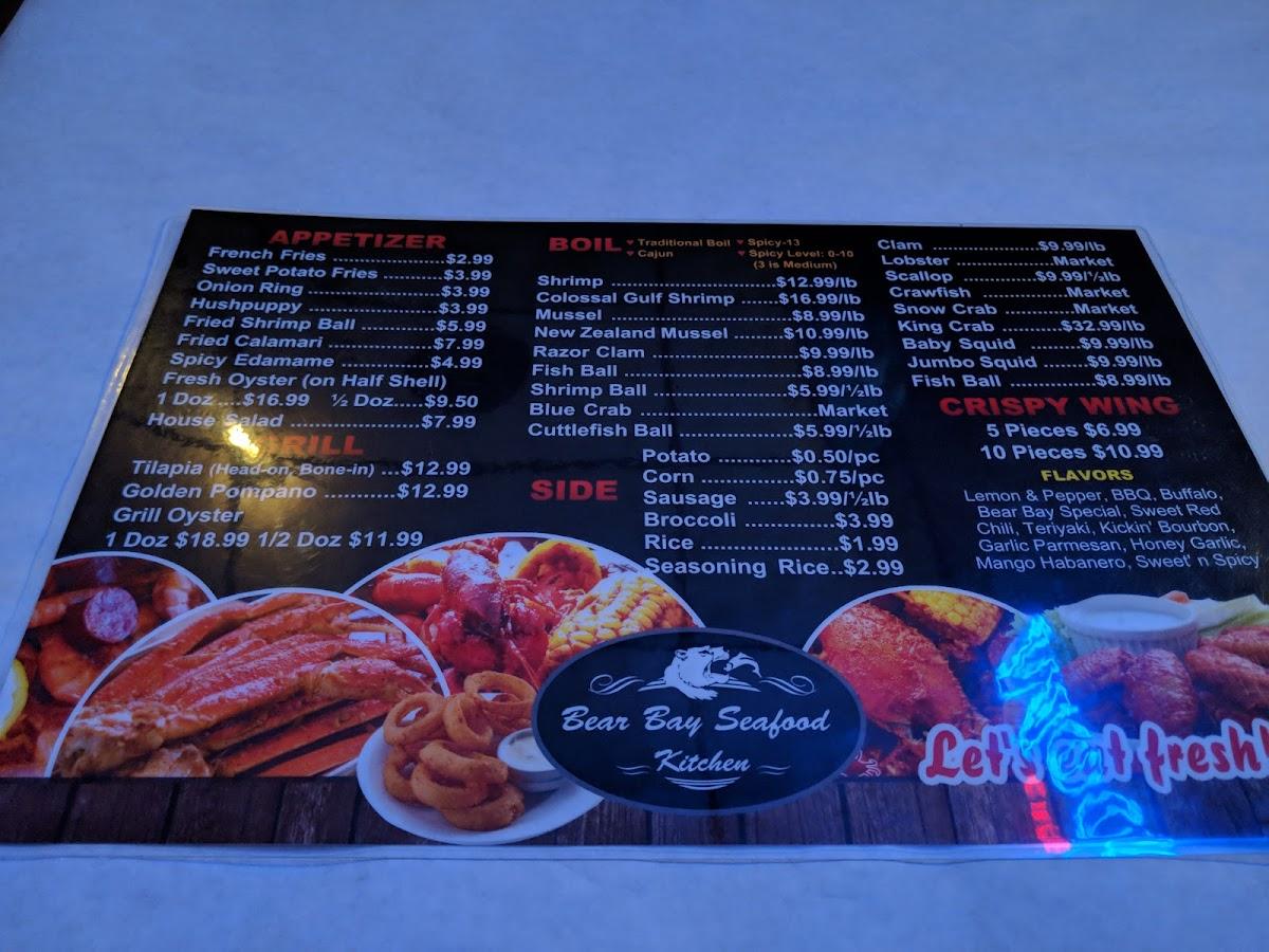 Menu at Bear Bay Seafood restaurant, Plano