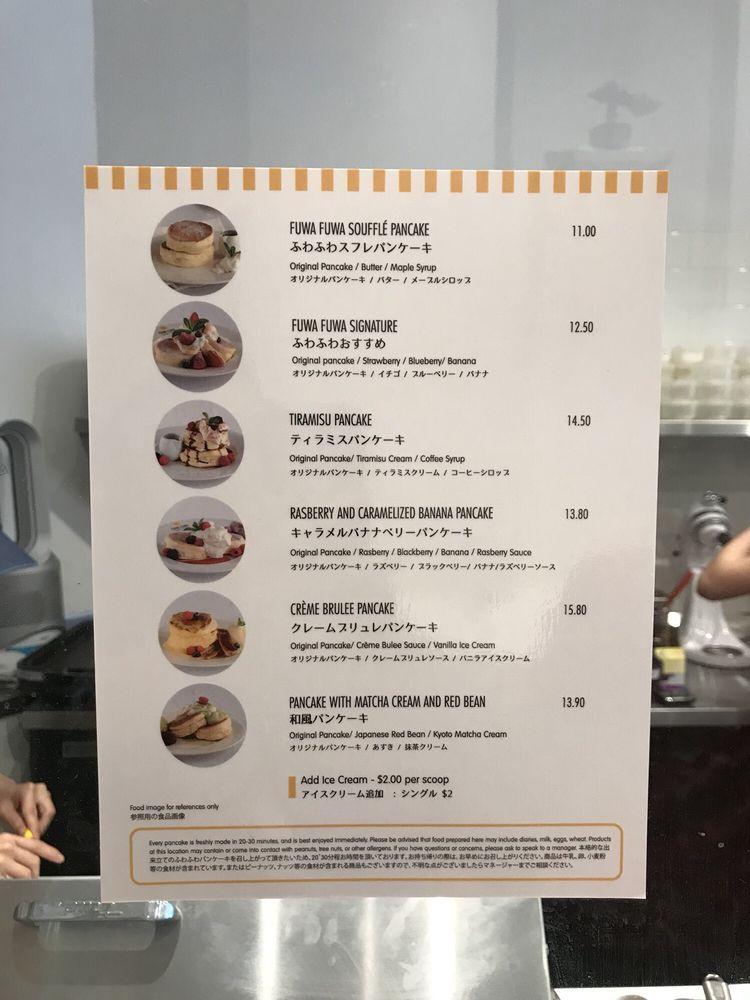Menu at Fuwa Fuwa Dessert Cafe, Toronto, 408 Bloor St W