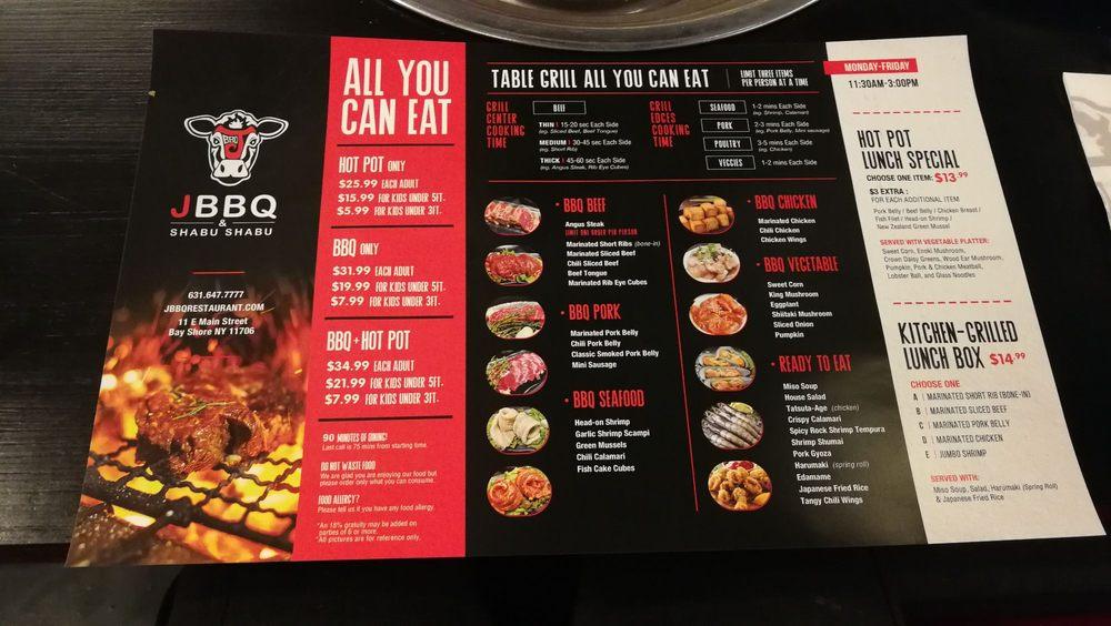 Menu at JBBQ & Shabu Shabu, Bay Shore