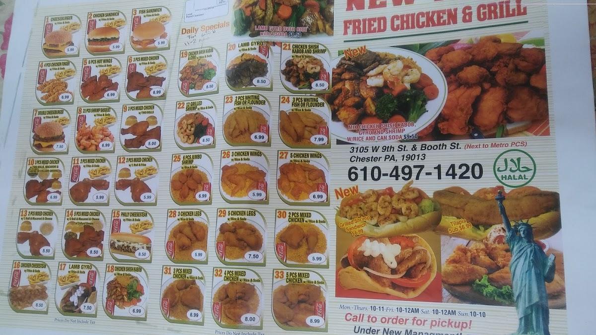 Menu at New York Fried Chicken & Grill restaurant, Chester