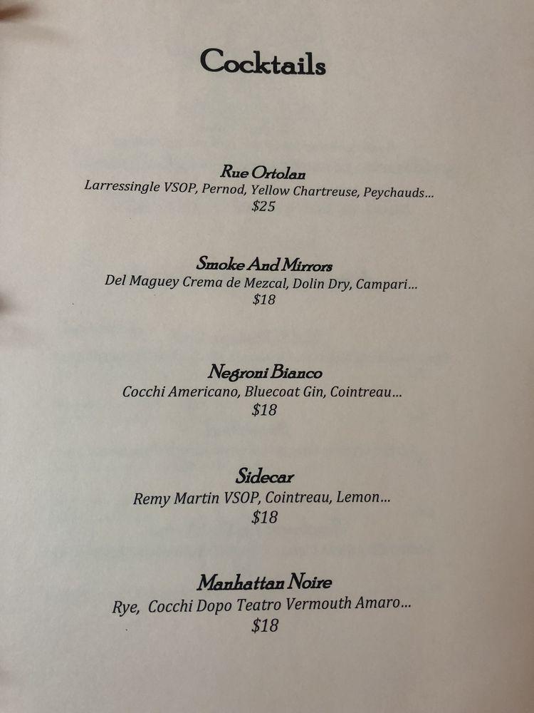 Menu at The Inn at Little Washington restaurant, Washington, 309 Main St