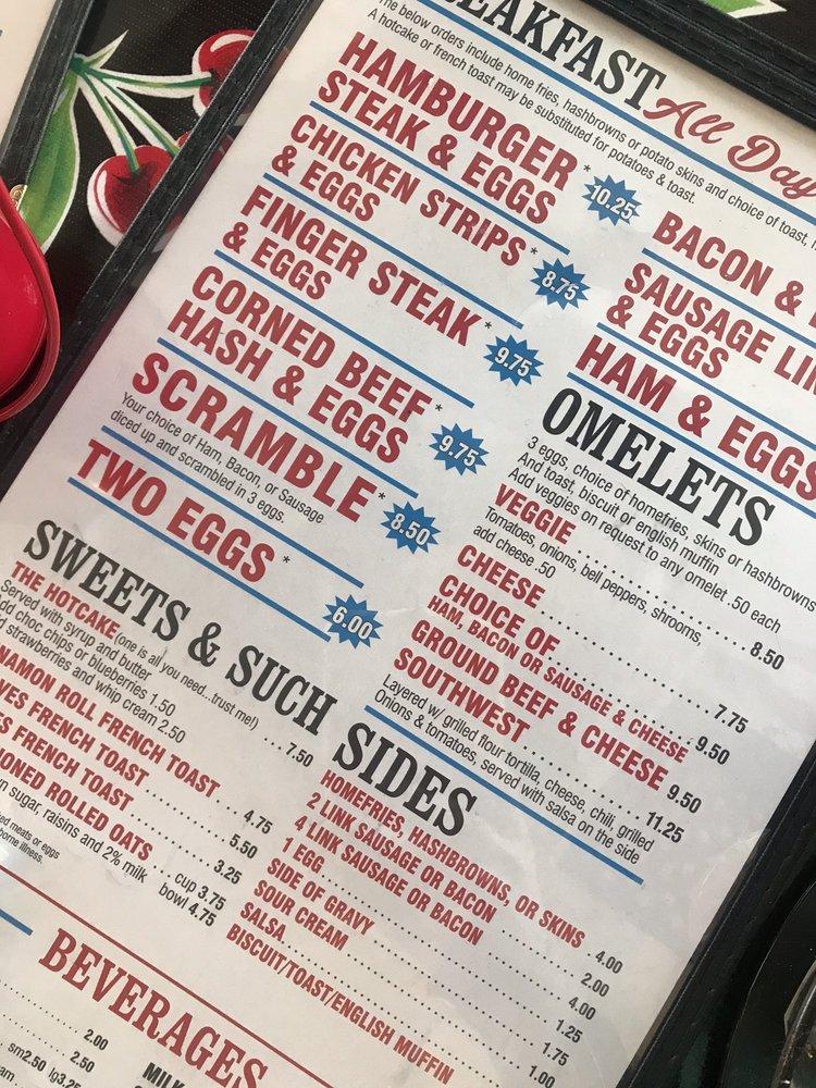 Menu at Addi's Diner restaurant, Springfield