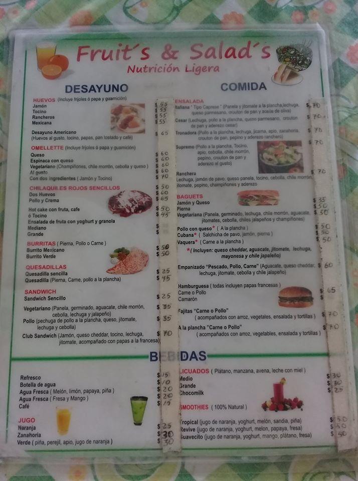 Menu at Frutas & Ensaladas Nutrición Ligera restaurant, Bucerías