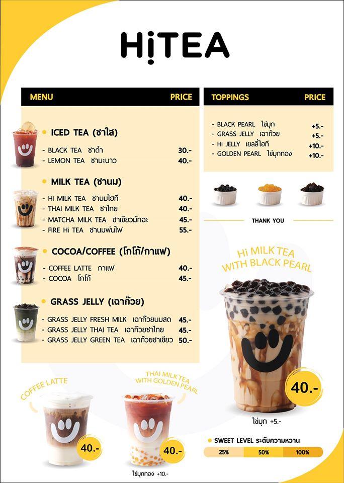 Menu at Hi TEA, Bangkok