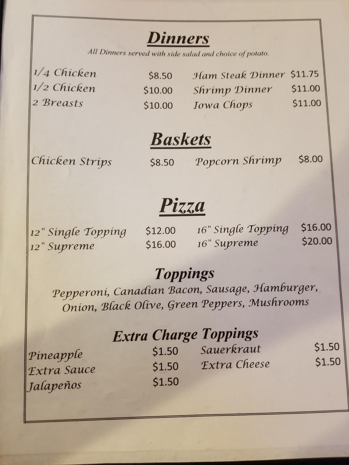 Menu at The 10th Inning pub & bar, Gilbertville