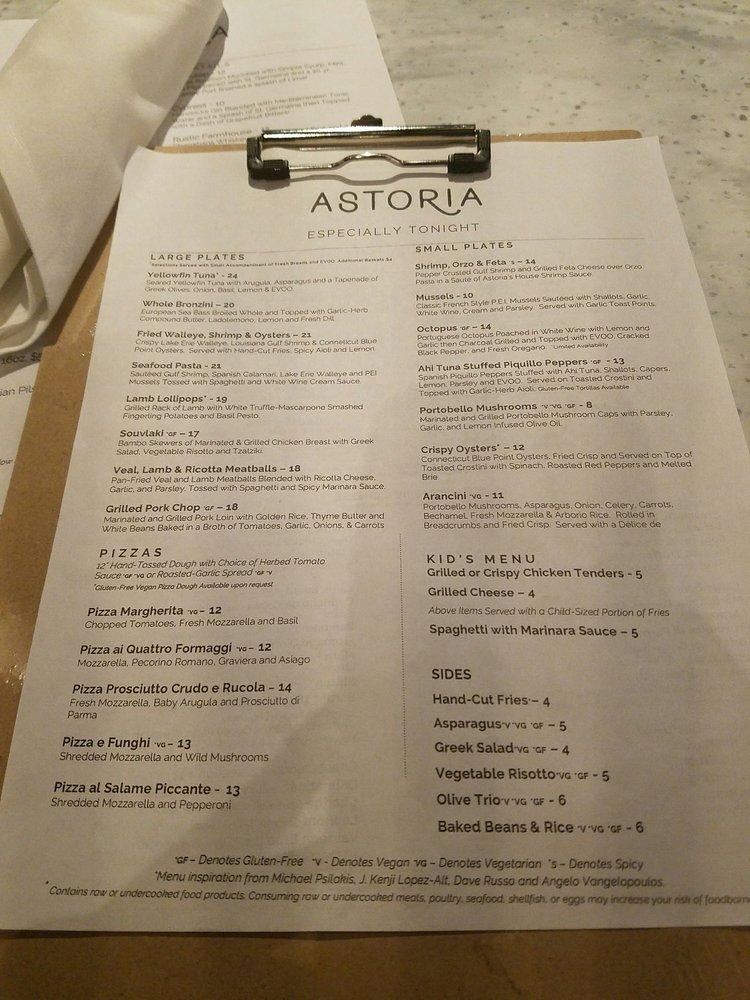 Menu at Astoria Cafe & Market, Cleveland