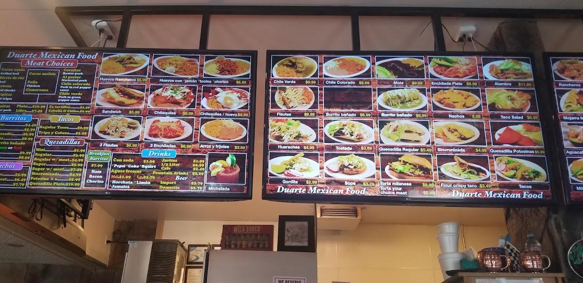 Menu at Duarte Mexican Food restaurant, Yuba City