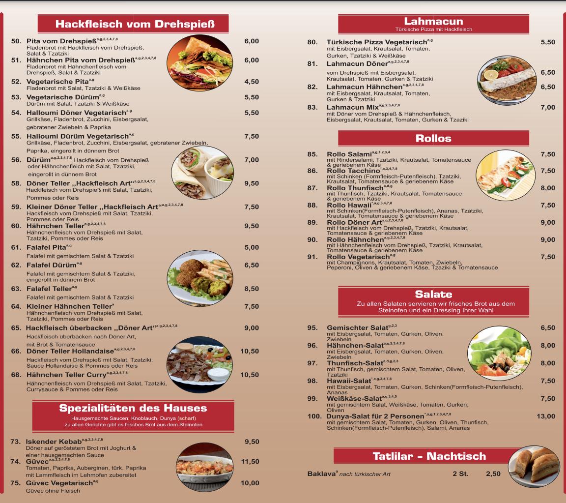 Speisekarte von Dunya Grill restaurant, Oldenburg