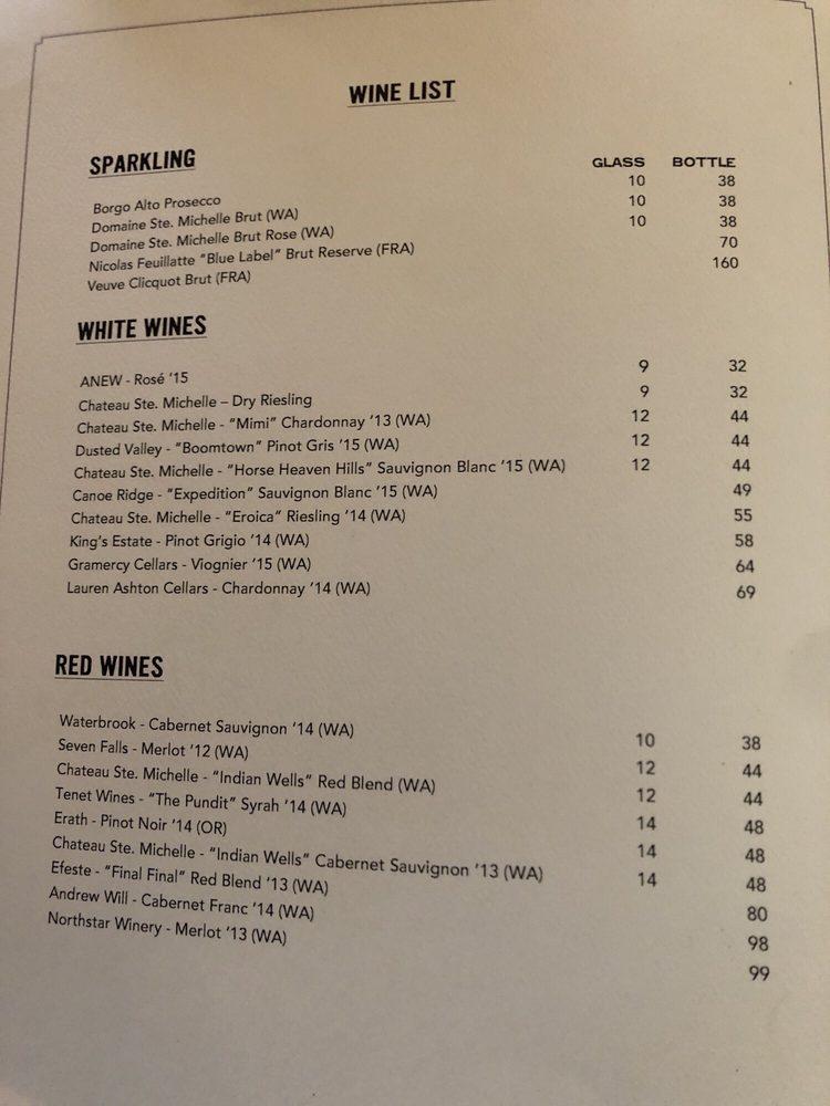 Menu at Smith Tower pub & bar, Seattle