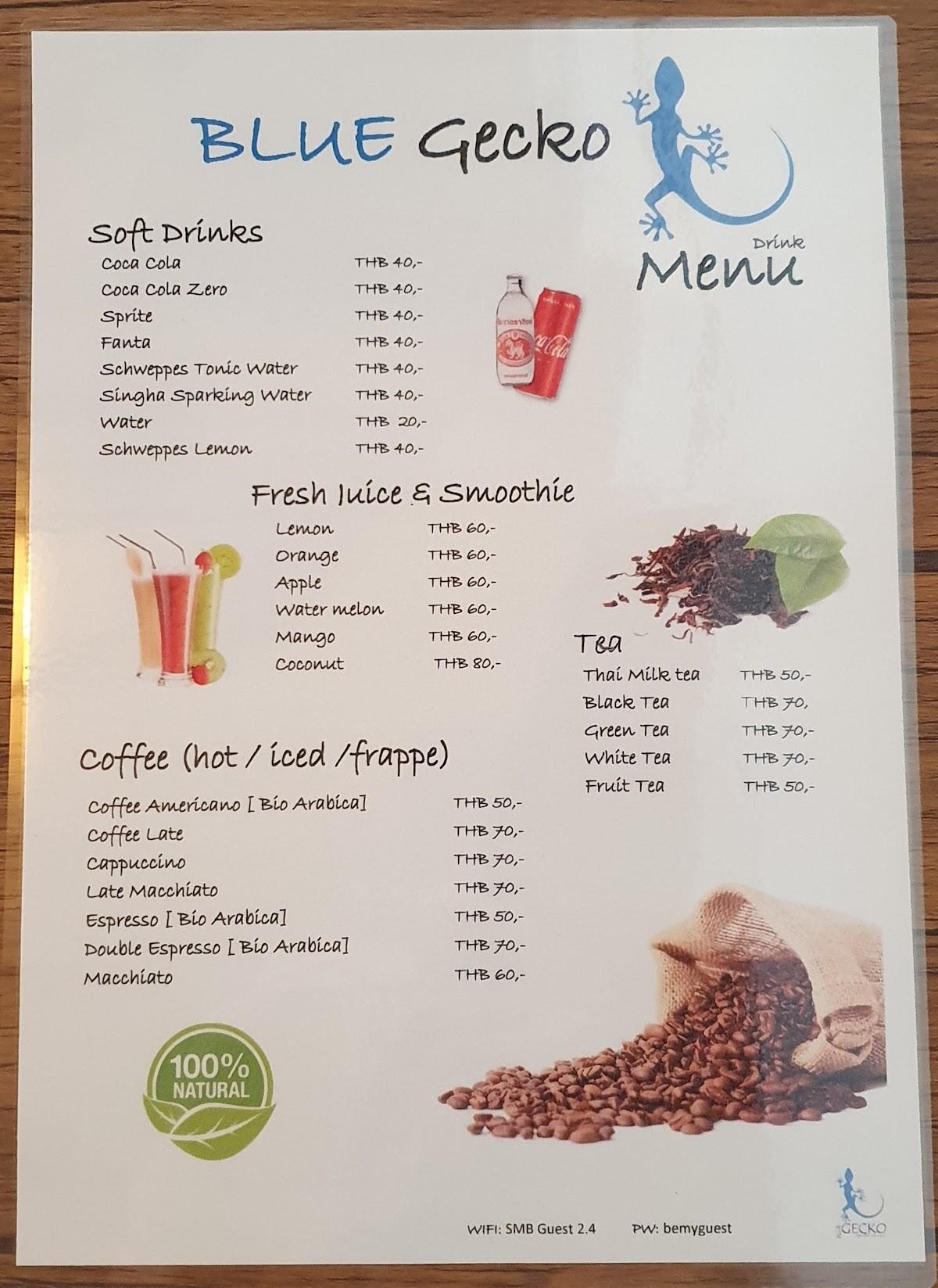 Menu at BlueGecko Ltd pub & bar, Ko Samui