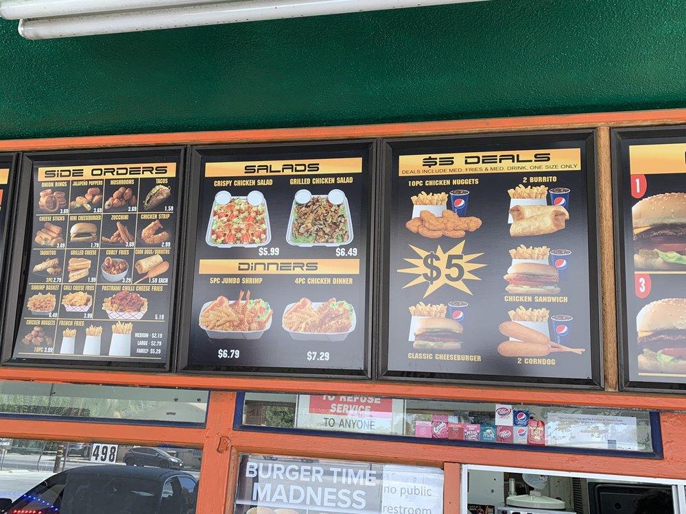 Menu at Burger Time restaurant, Arvin