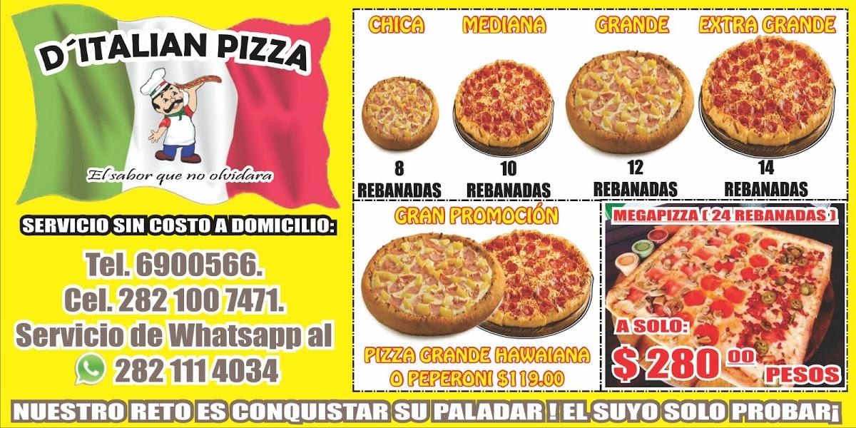 Menu at D'ITALIAN PIZZA restaurant, Las Vigas de Ramírez