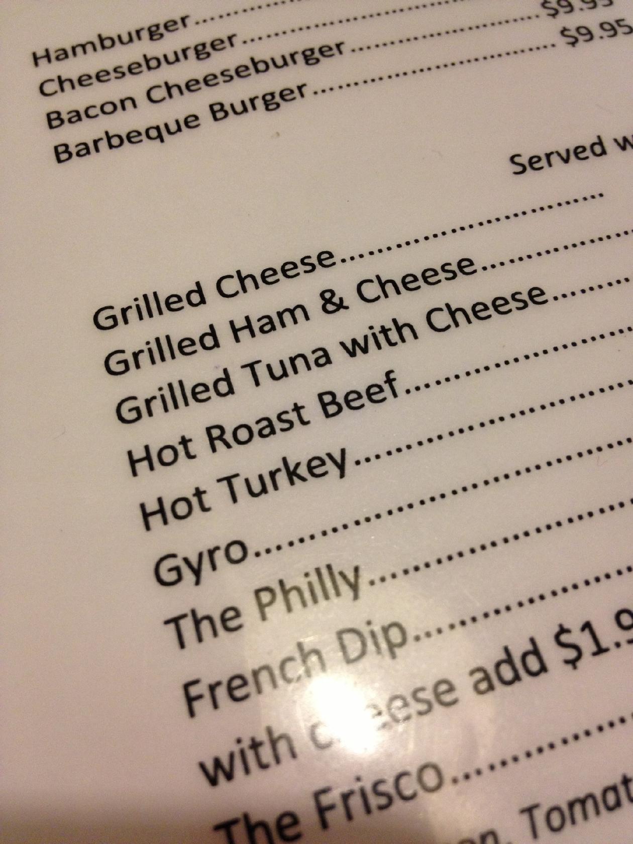 Menu at Airport Way Restaurant, Fairbanks