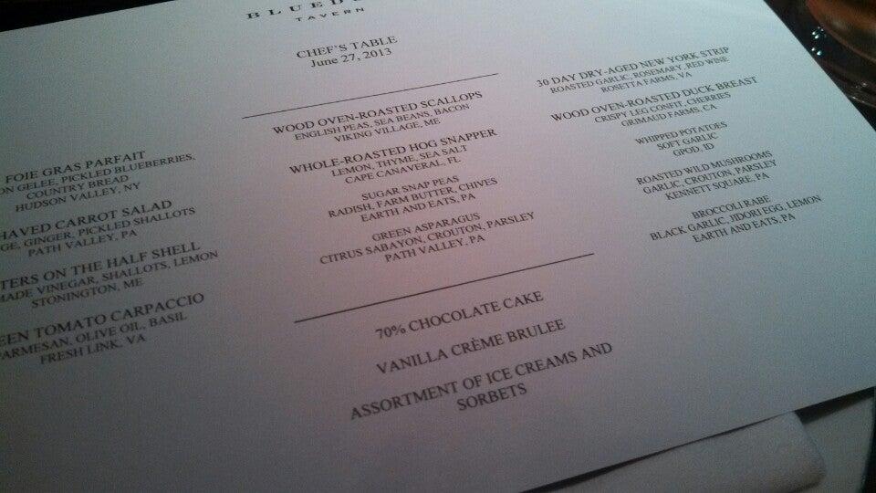 Menu at Blue Duck Tavern pub & bar, Washington