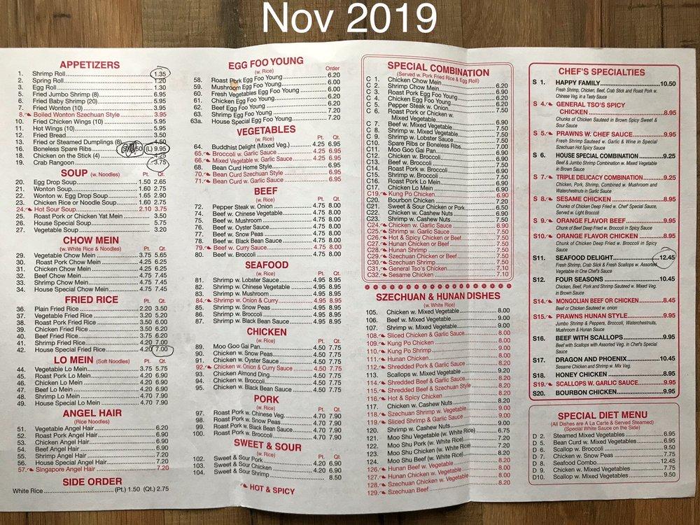 Menu at Ching Garden restaurant, Greenwood