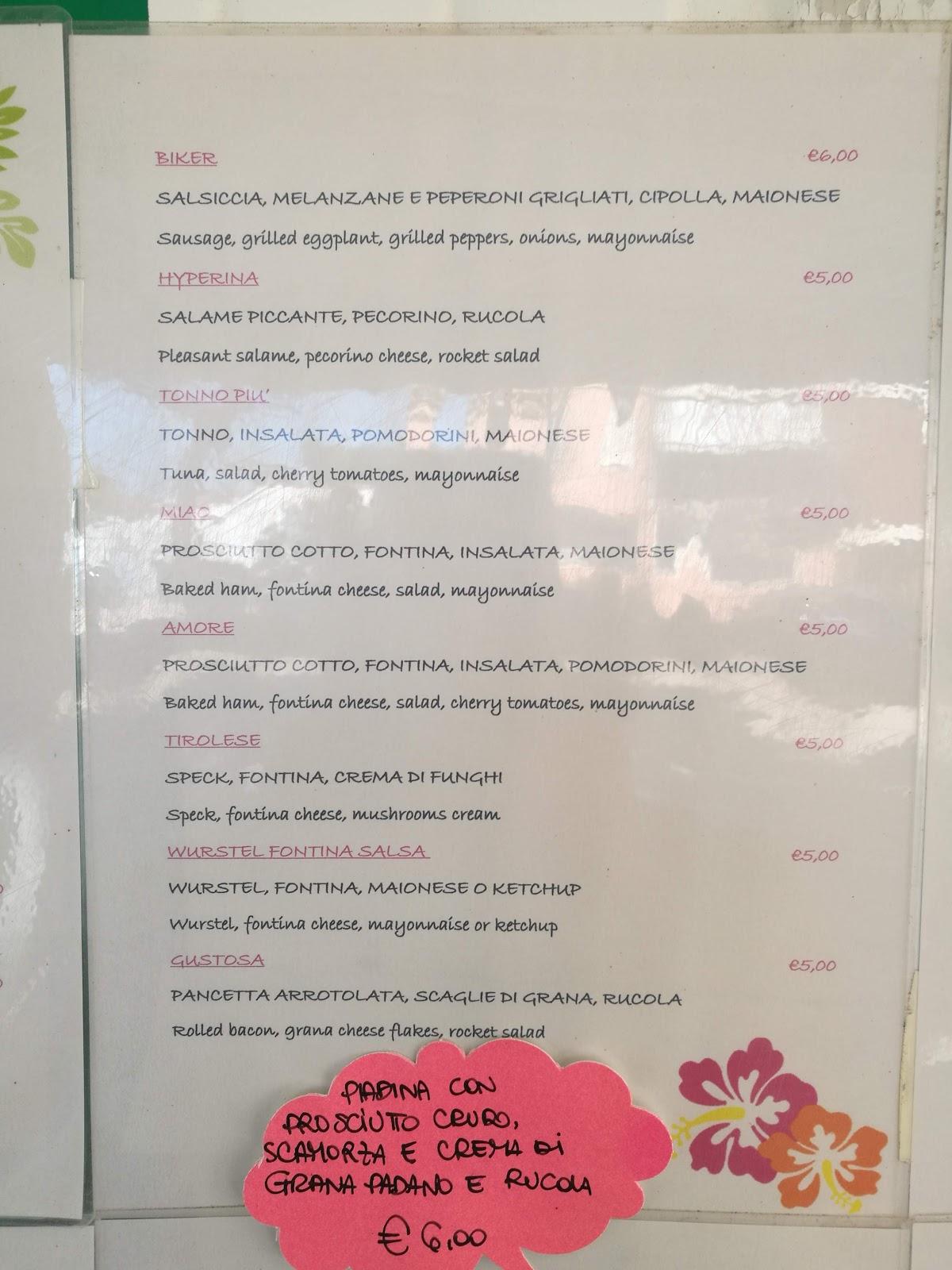 Speisekarte von Chiosco da Mary restaurant, Marina Romea