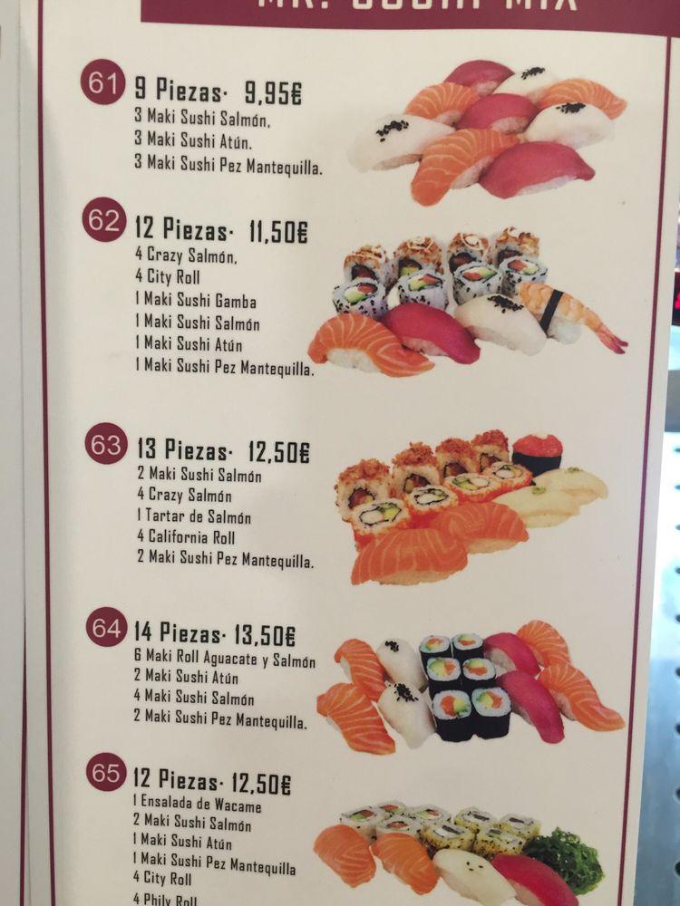 Menu at Mr. Maki restaurant, Valencia, Carrer de Cavanilles