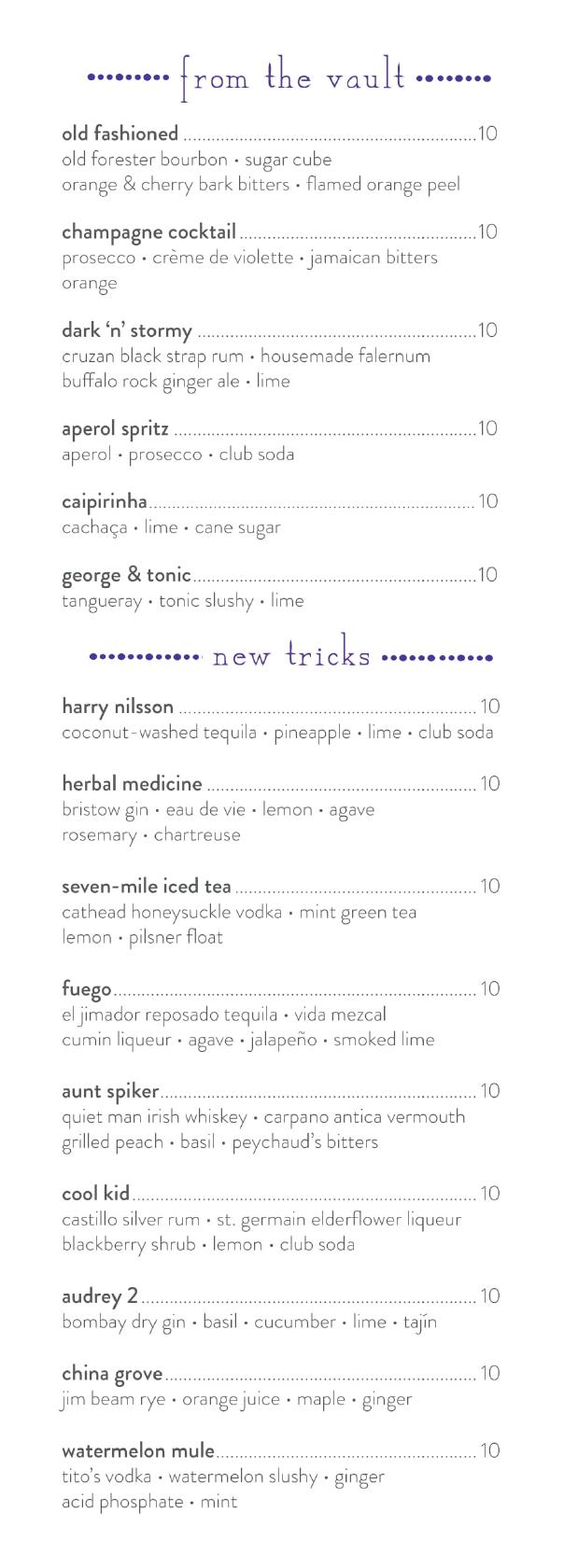 Menu at Odette pub & bar, Florence