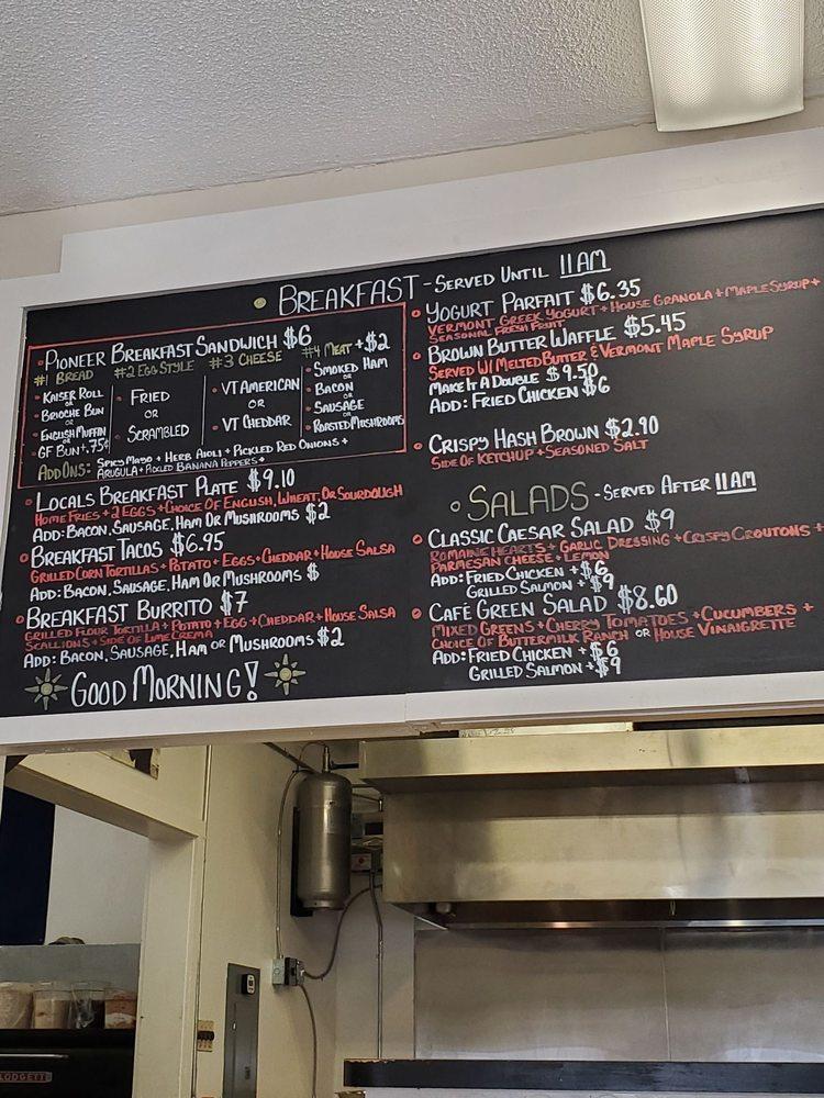 Menu at Pioneer Lakeshore Café cafe, Colchester
