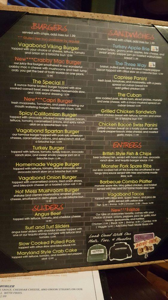 Menu at Vagabond Kitchen & Tap House pub & bar, Atlantic City