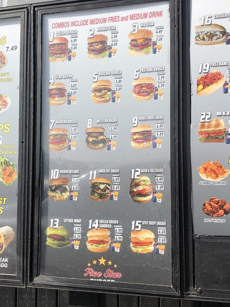 Menu at Vallejo Five Star Burger restaurant, Vallejo