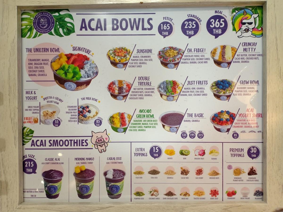Menu at Acai Story - The EmQuartier restaurant, Bangkok
