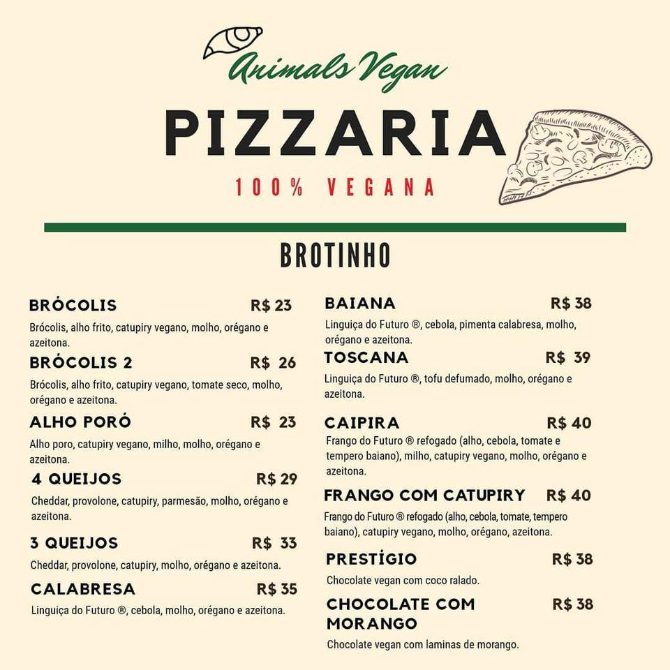 Menu em Animals Vegan restaurante, São Paulo